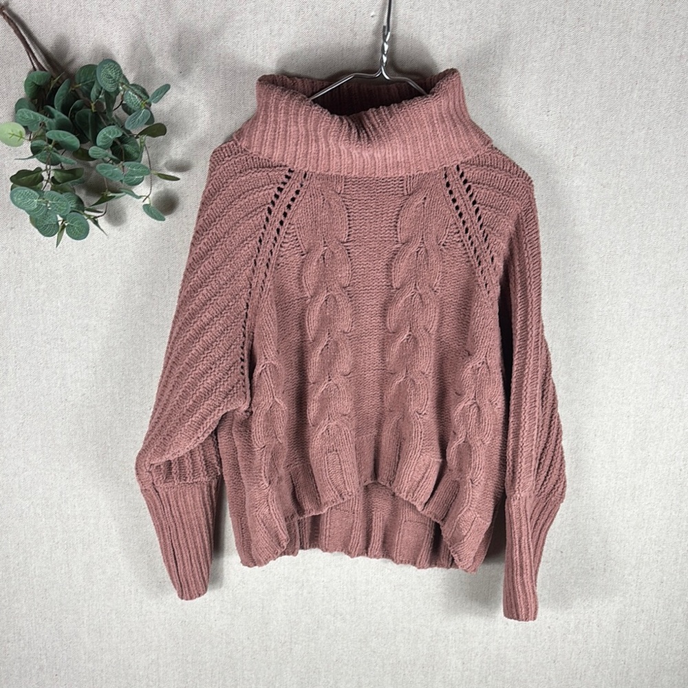 Moon And Madison > Cozy Cable Knit Turtleneck Brown S… - Gem